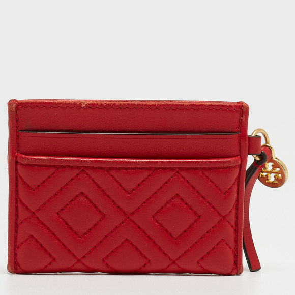 Tory Burch | Bags | Tory Burch Red Quilted Leather Fleming Card Holder ...